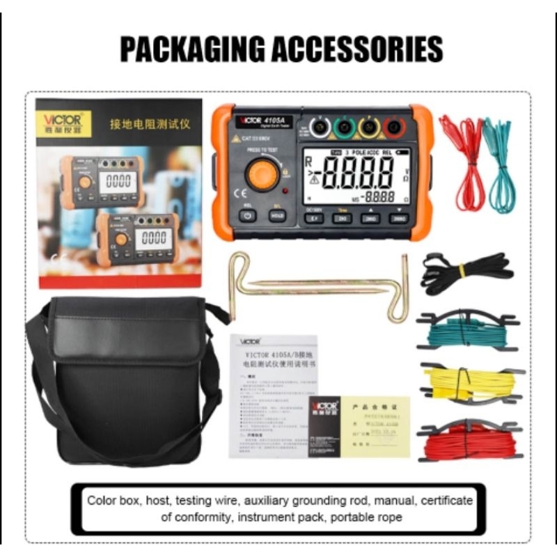 Victor 4105A Earth ground tester with factory calibration certificate ...