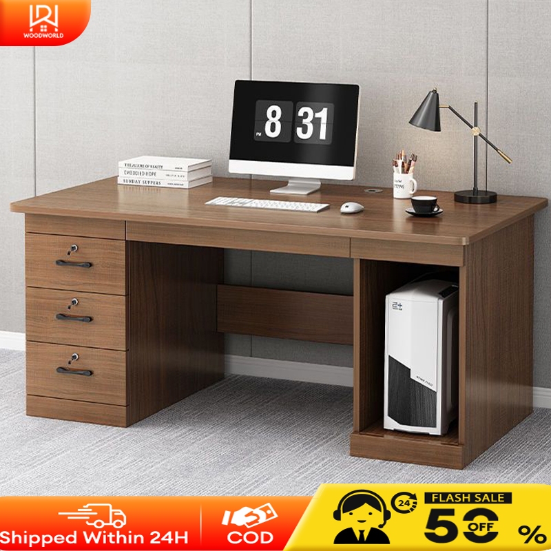 Computer Table With Computer Host Position 120/140/160CM Brown Space ...