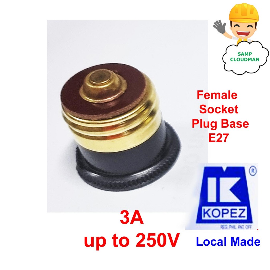 Local Made Female Plug Base E27 Socket 3A 220V ~ 250V Adapter Kopez Per ...