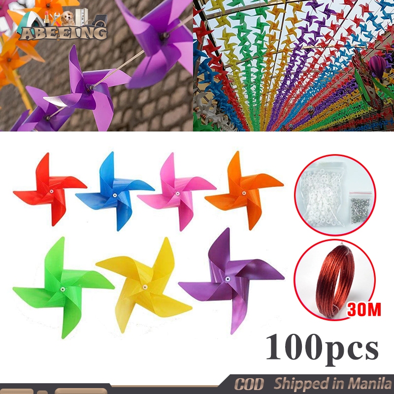 100Pcs Plastic Pinwheels Multicolor Birthday Party Grand Opening ...