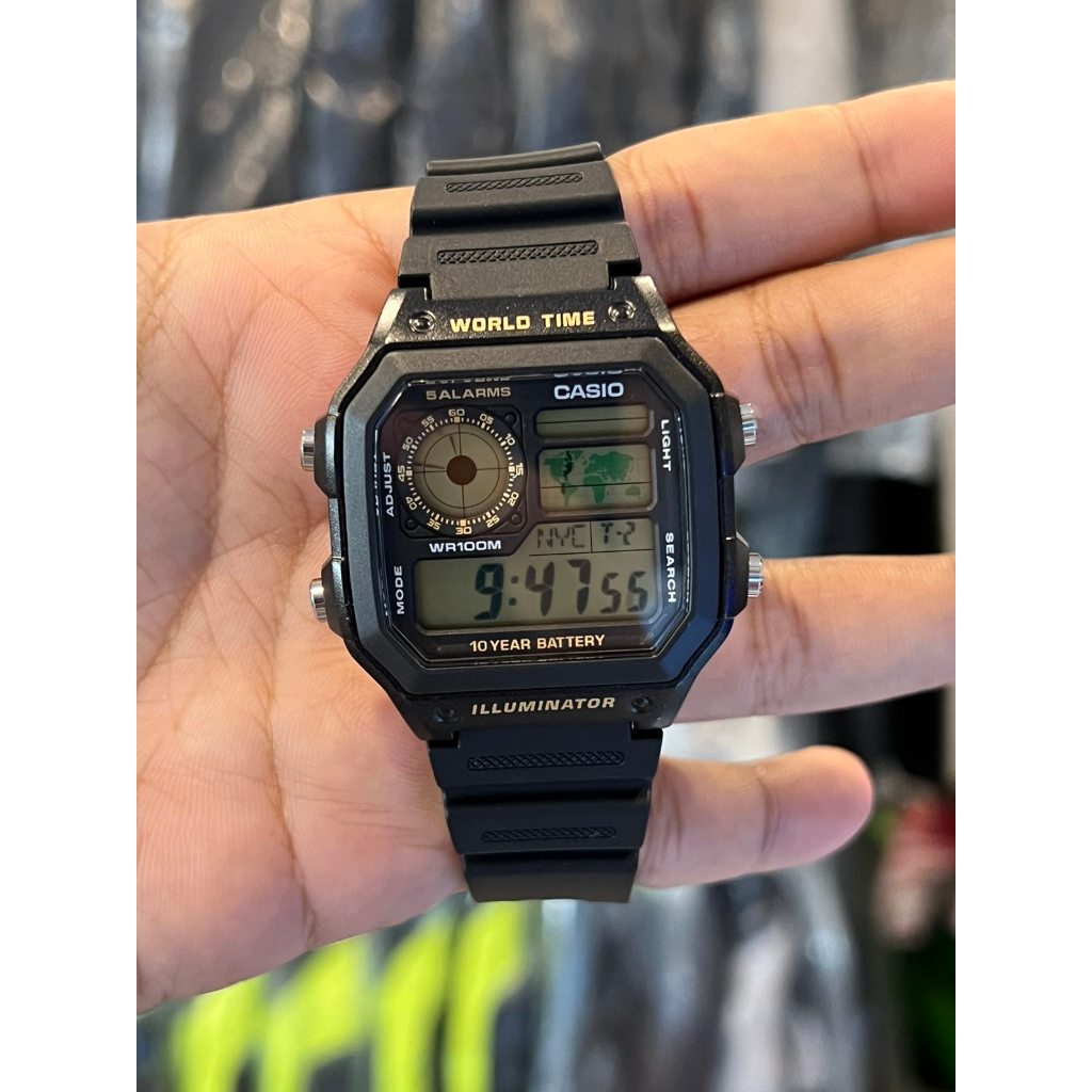 ORIGINAL CASIO Digital World Time Watch AE-1200WH-1B / CASIO AE-1200WH-1B | Shopee Philippines