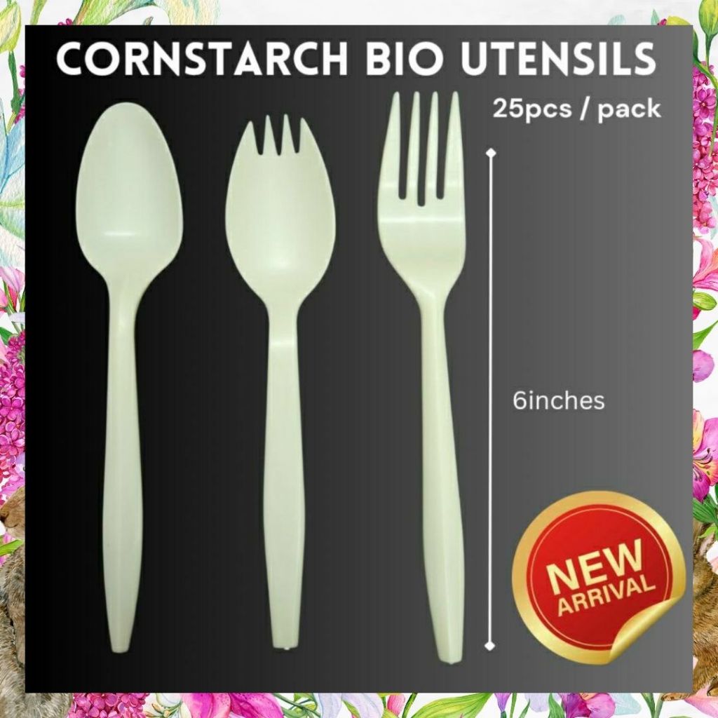 Cornstarch Bio Cutleries 25pcs per pack Spoon Fork Spork | Shopee ...