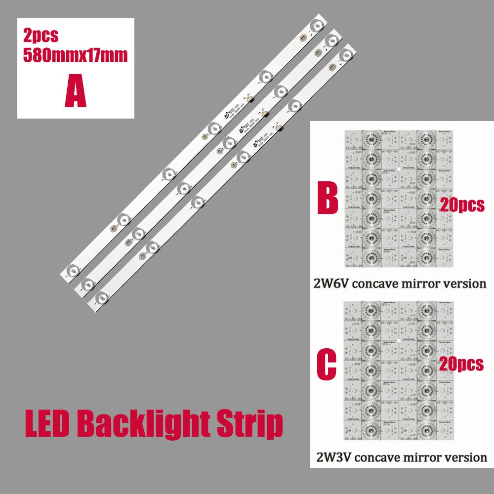 2Pcs 32Inch Led Backlight Strip LED Backlight ACE 32" LED TV Model 20pcs/2w3v/2w6v LED Backlight ...