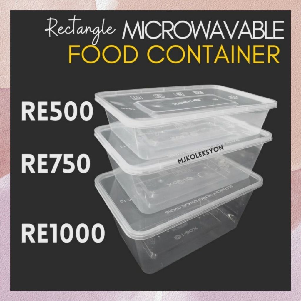 10pcs Rectangle Microwavable Food Container 500ml, 650ml, 700ml 1000ml ...