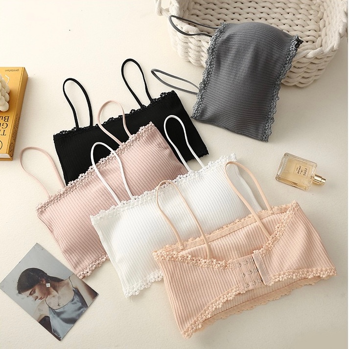 SF New Rear Three-Breasted Thread Strapless Tube bra Solid Color ...