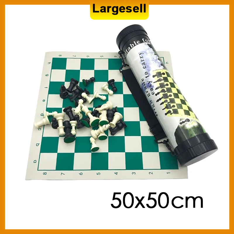 50*50cm Roll-Up Chess Set Leather Chess Mat Game Set Outdoor Portable ...