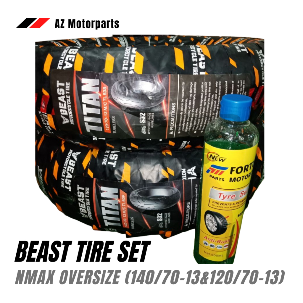 BEAST TIRE SET FOR NMAX OVERSIZE (140/70-13&120/70-13) w/ free tire ...