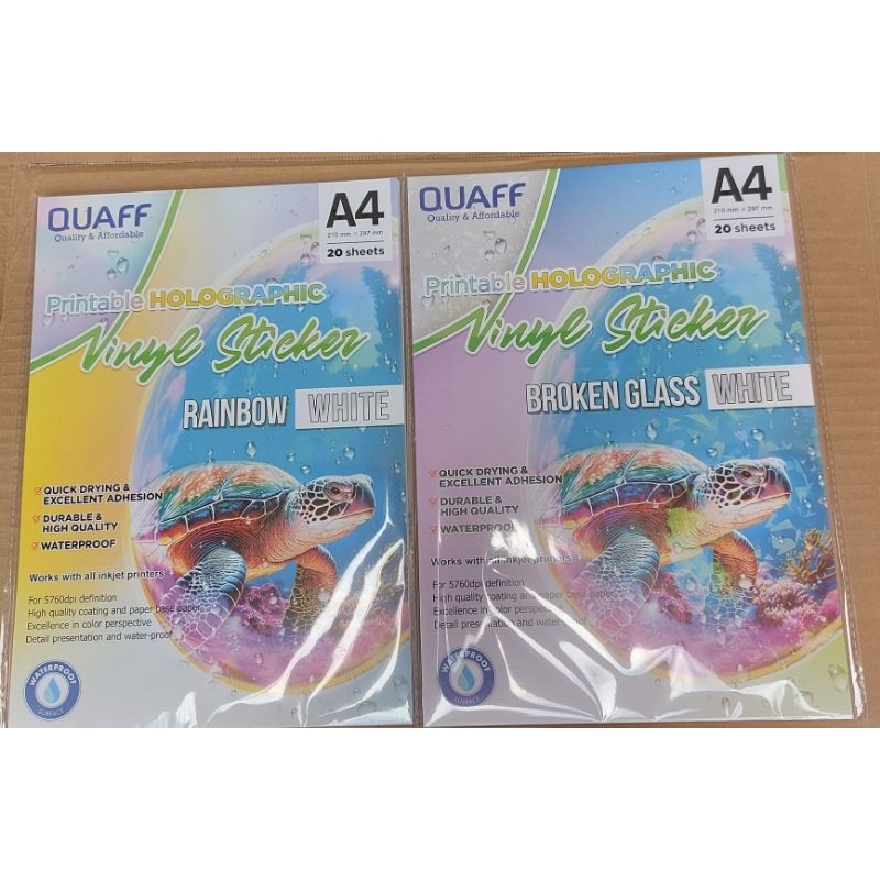 Quaff printable holographoc vinyl sticker A4 size 20sheets | Shopee ...