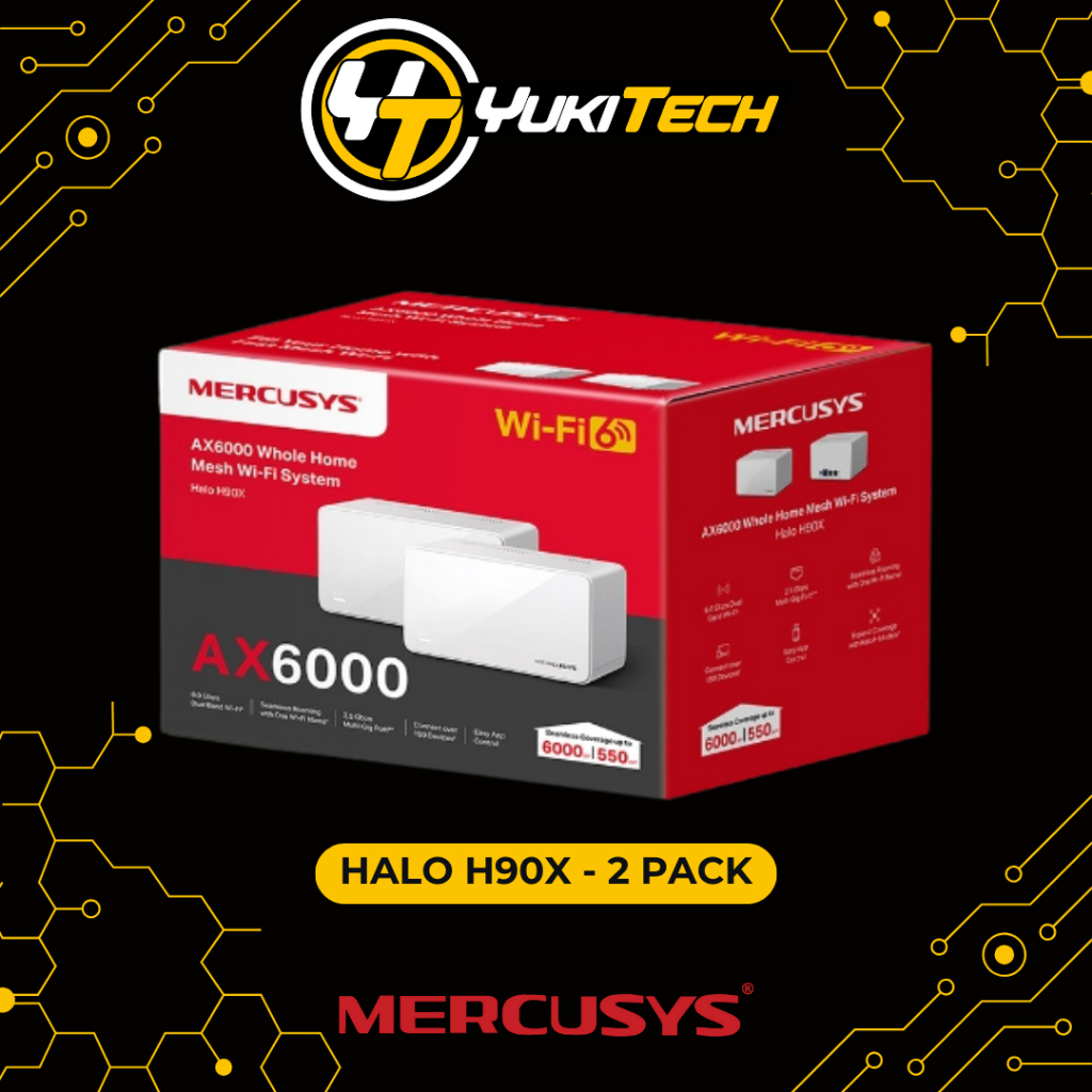 Mercusys Halo H90X (2-Pack) AX6000 Whole Home Mesh Wi-Fi 6 System ...