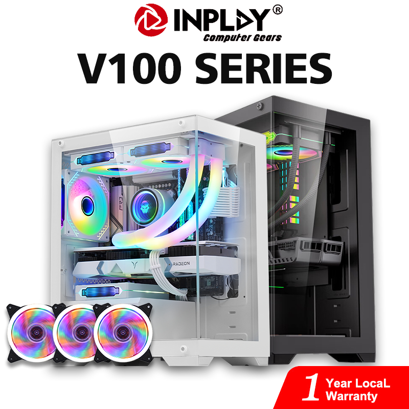 INPLAY Pc Case Gaming Computer Case with Fan White Glass Seaview Palace ...