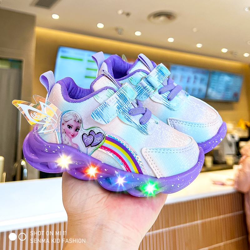 SENMA Shoes For Kids Girls Rubber Shoes Elsa Princess Shoes With Light ...