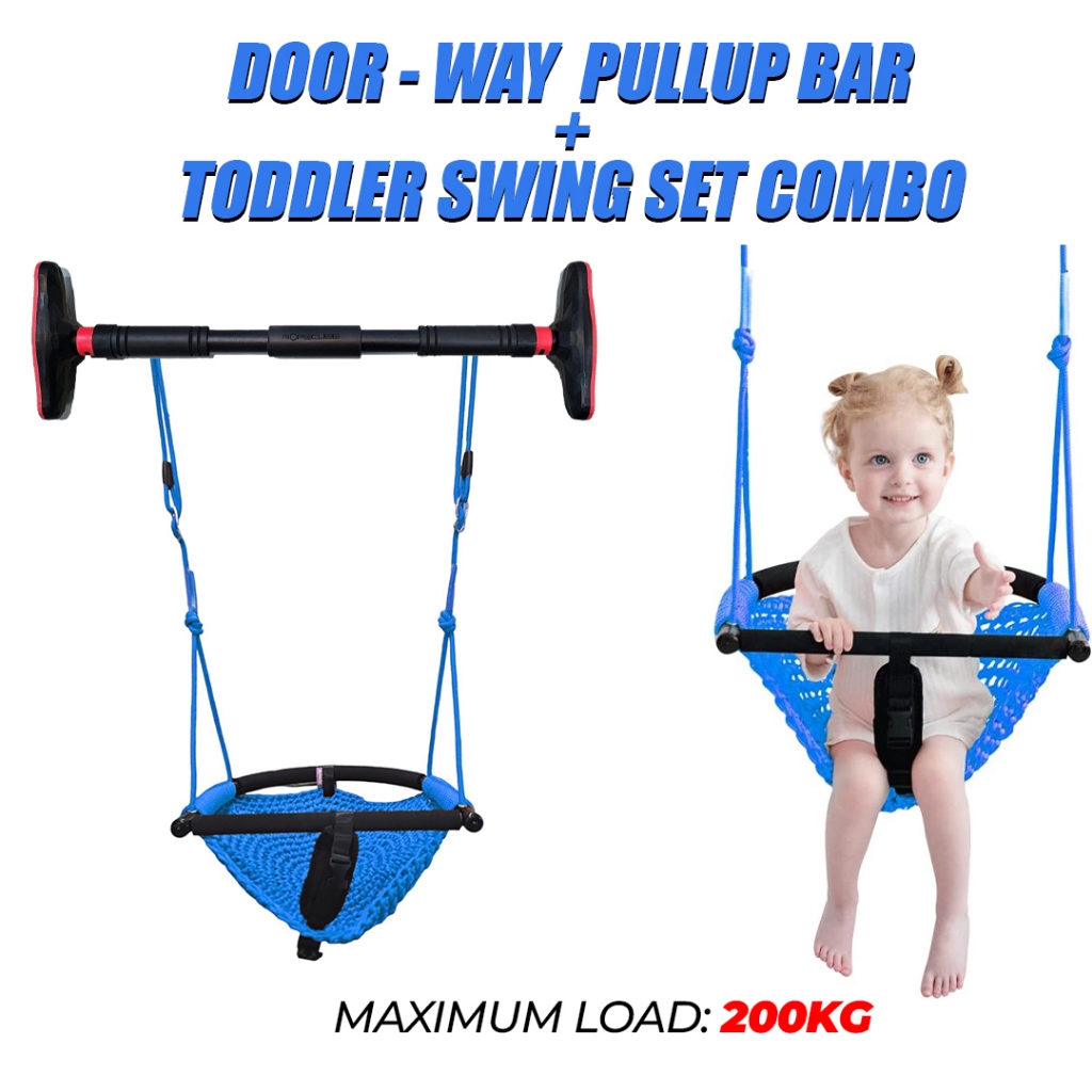 Ropecube Toddler Swing + Door Pull Up Bar Hand-Knitting Swing for Kids ...