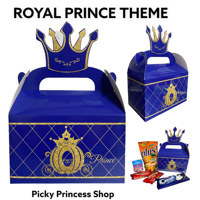 Royal Prince Princess Theme Crown Loot Bag Loot Box Birthday Souvenir ...