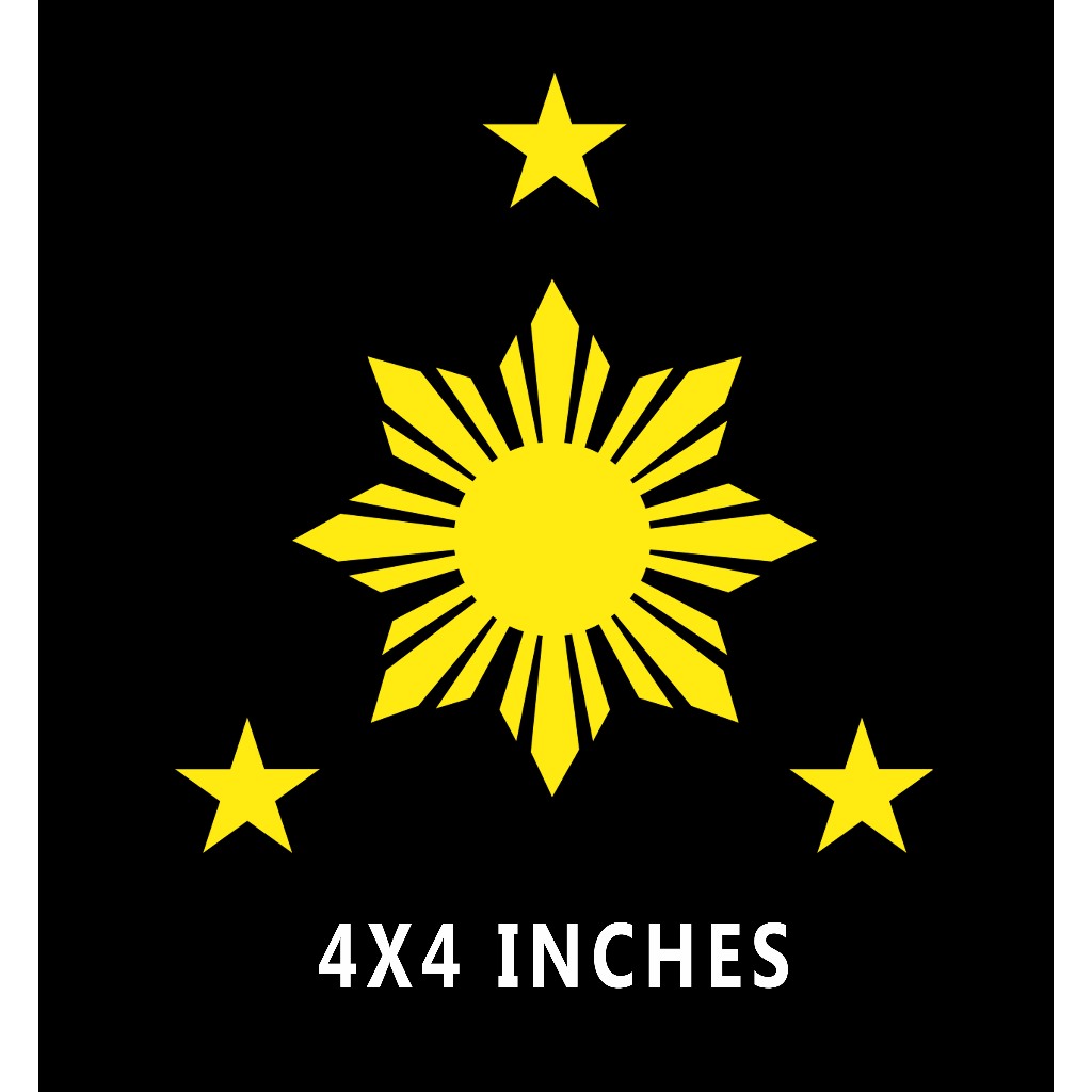 3 STAR IN SUN PHILIPPINE FLAG DESIGN, DIE CUT VYNIL STICKER FOR CARS ...