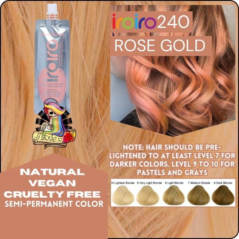 [I Love to Dye] Iroiro 240 Rose Gold Pastel Vegan Cruelty-Free Semi-Permanent Hair Color ...