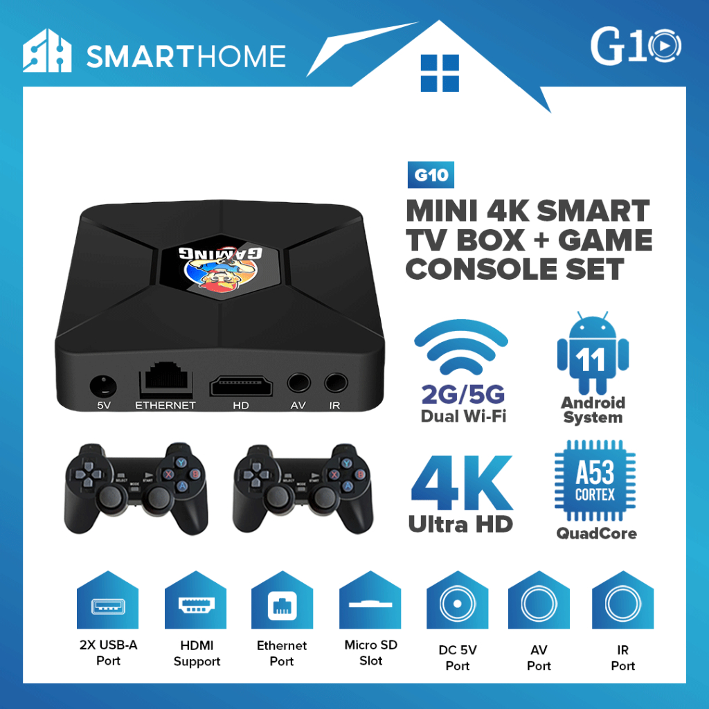 G10 Smart TV Game Box 1+8GB 4K HD 5G Dual WiFi Android 10 Set-top 30000 ...