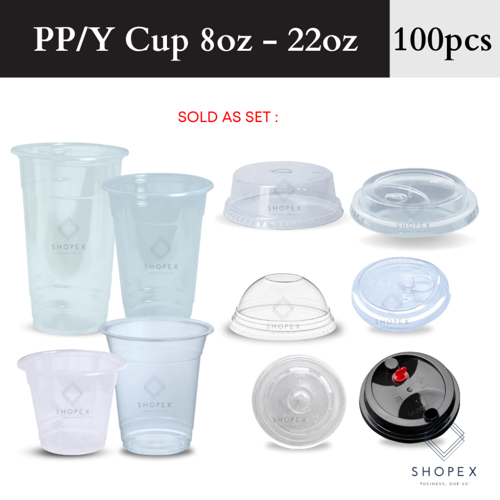 Y/ PP Cup 95 MM 100 pcs with LID / Disposable Plastic Cups/Milk Tea ...