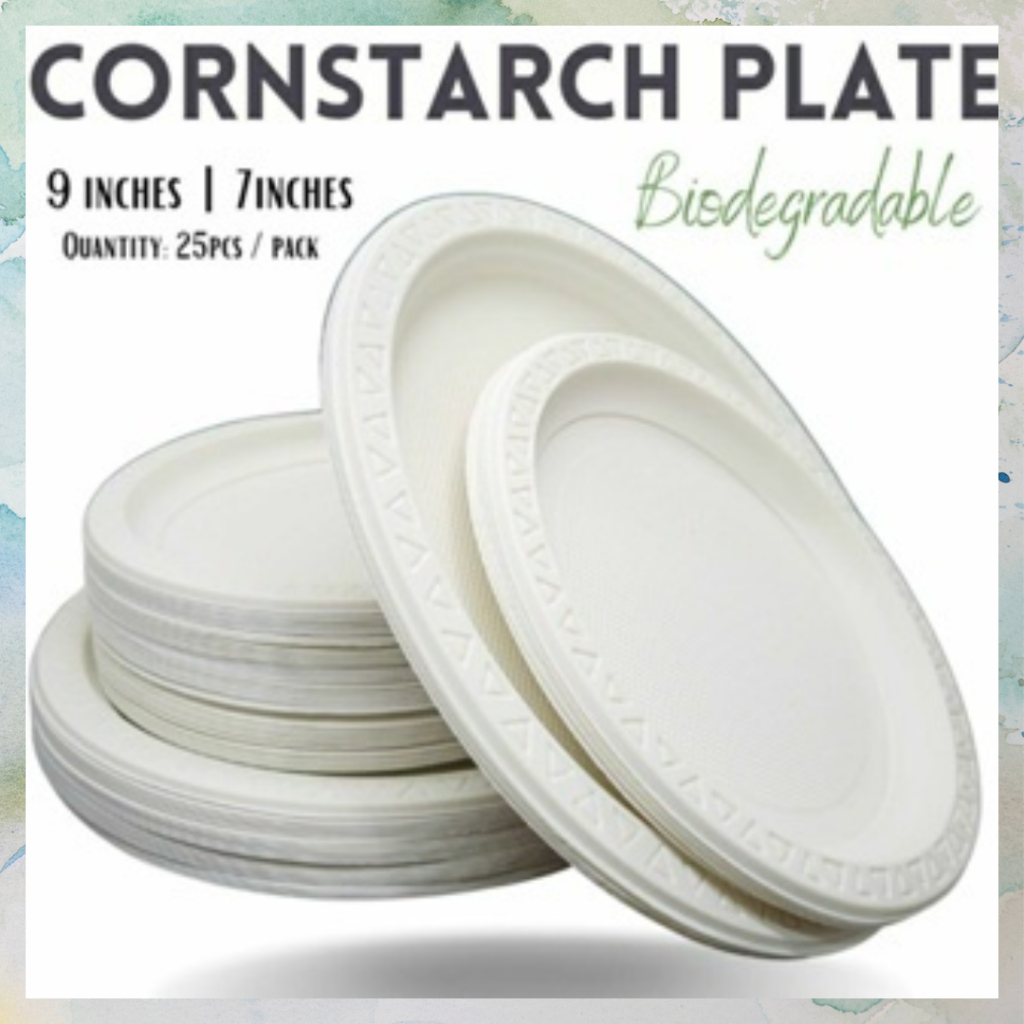 Cornstarch Plate Biodegradable 25pcs for party Rice meals Dessert ...