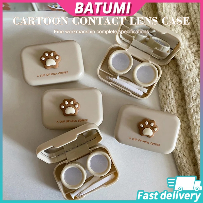 Contact Lens Case Cute Bear Paw Shape Contact Lens Box Kit Soak Storage ...