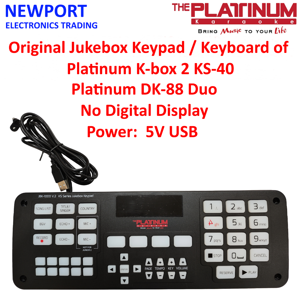 Original Platinum Jukebox Keypad/Keyboard of Platinum K-box 2 KS-40 and ...