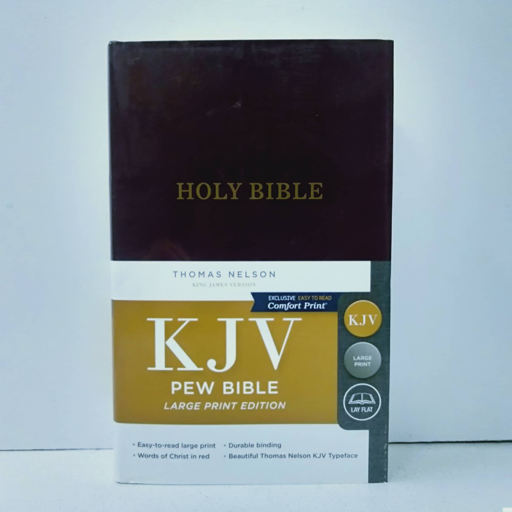 KJV PEW BIBLE LARGE PRINT EDITION ,Burgundy, Red Letter, (HARDCOVER) BY ...