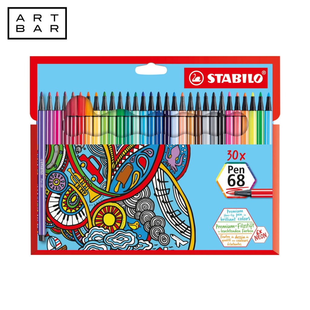 Stabilo Coloring Pen 68 6830-7 30's Fibre Tip with Hanging Tab - Art ...