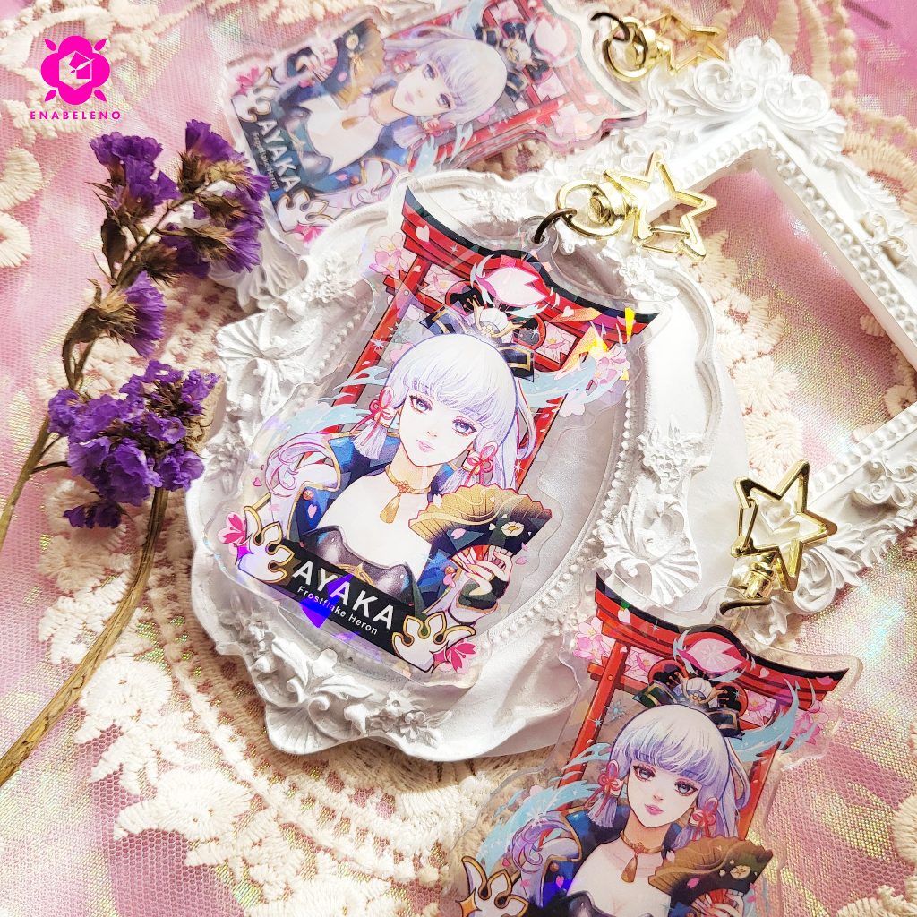 Genshin Impact Inazuma Torii Charm Holographic Acrylic Keychain ...