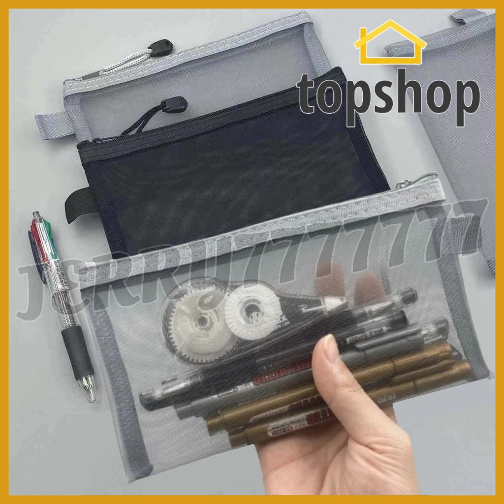TOPSHOP 1pc Stationary Mesh Pen Bag Nylon Pencil Bag Pencil Case Mesh Pen Case Holder | Shopee ...