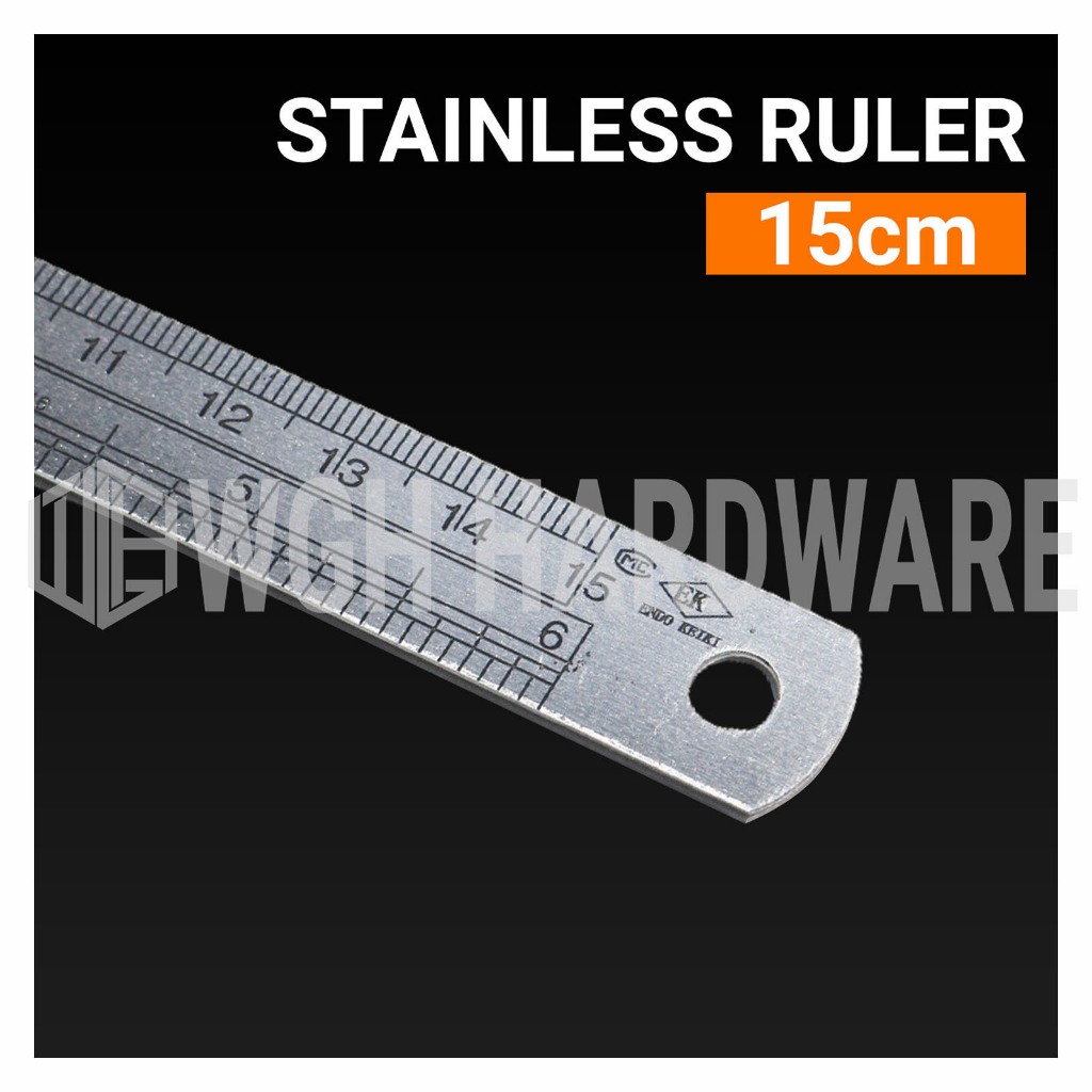 WGH 1pc Stainless Ruler 15cm 30cm 60cm 100cm 120cm English & Metric ...