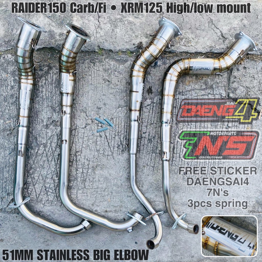 7N's BIG ELBOW [51MM] DS4 Daeng Stainless - R150, Raider150 Carb/Fi ...