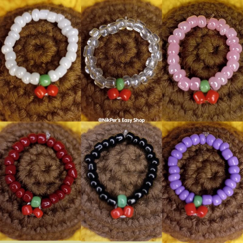Cute Cherry Beaded Rings | Shopee Philippines