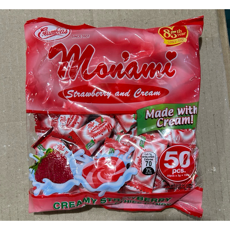 Monami Creamy Strawberry Candy 50 pieces | Shopee Philippines