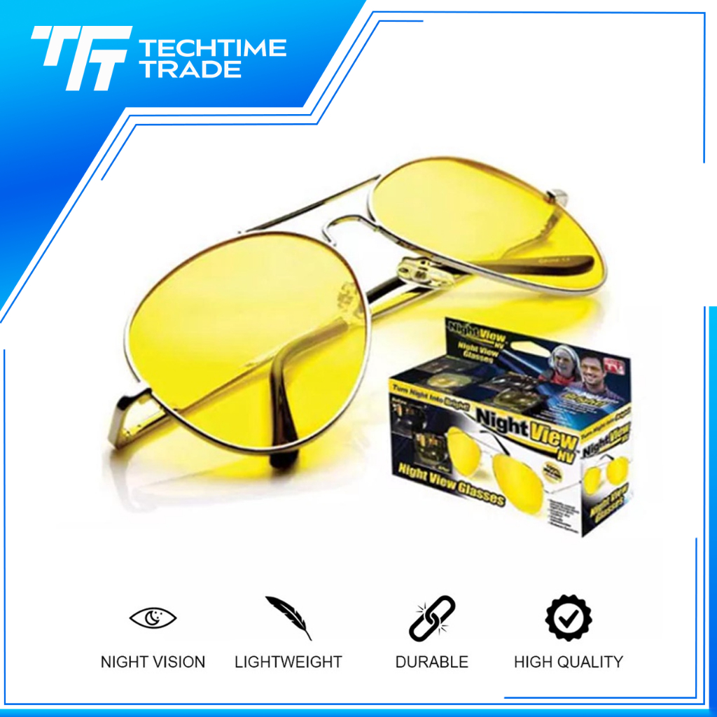 Night Vision Glasses Night View Nv Glasses Yellow Lenses For Night Vision Aviator Style Shopee