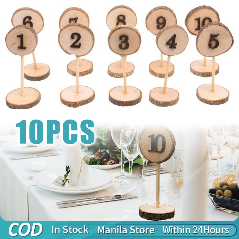 10pcs Wooden Table Numbers 1-10 Wedding Table Numbers Rustic Party ...