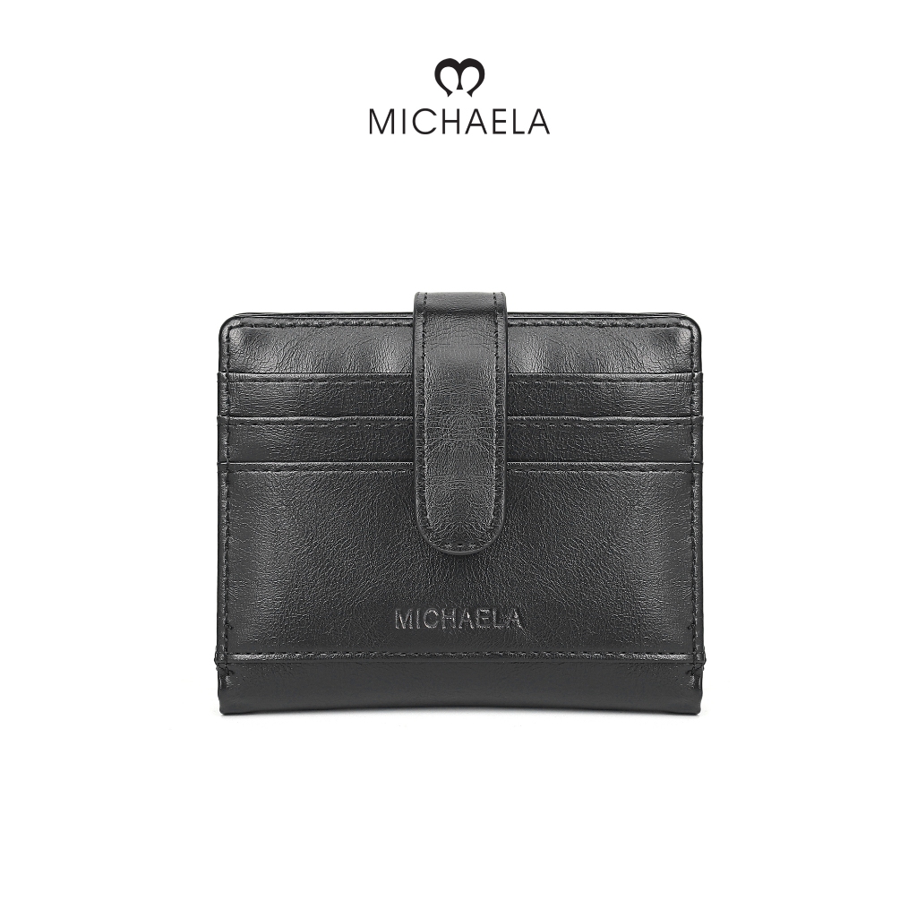MICHAELA Snap Button Card Wallet for Men Women Modern Minimalist Bifold ...