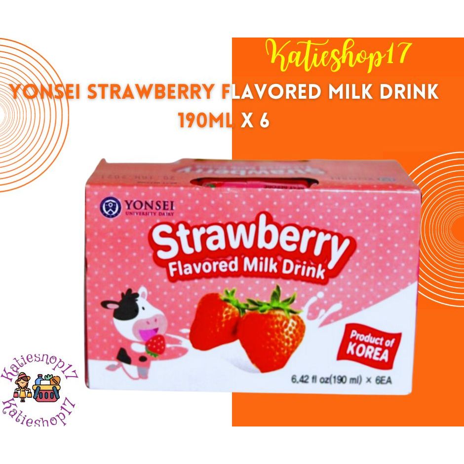 Yonsei Strawberry Flavored Milk Drink 190ml x 6 | Shopee Philippines