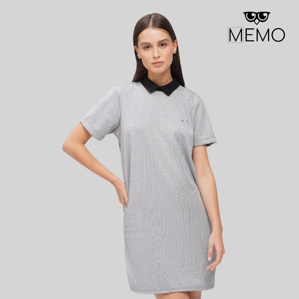 Memo Collared Dress For Women (Gray) | Shopee Philippines