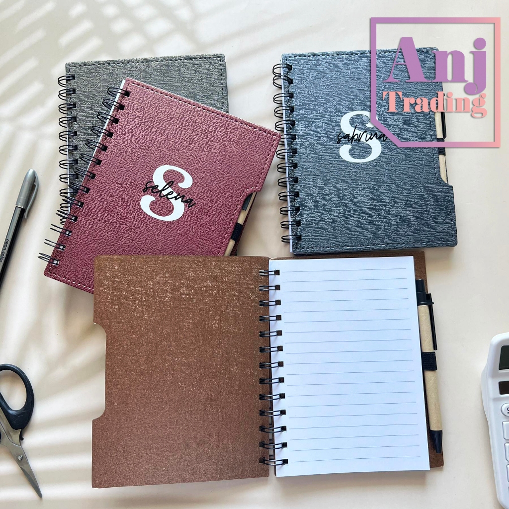 FREE NAME Spiral Kraft Notebook Set Metallic Colors w/ FREE PEN ...