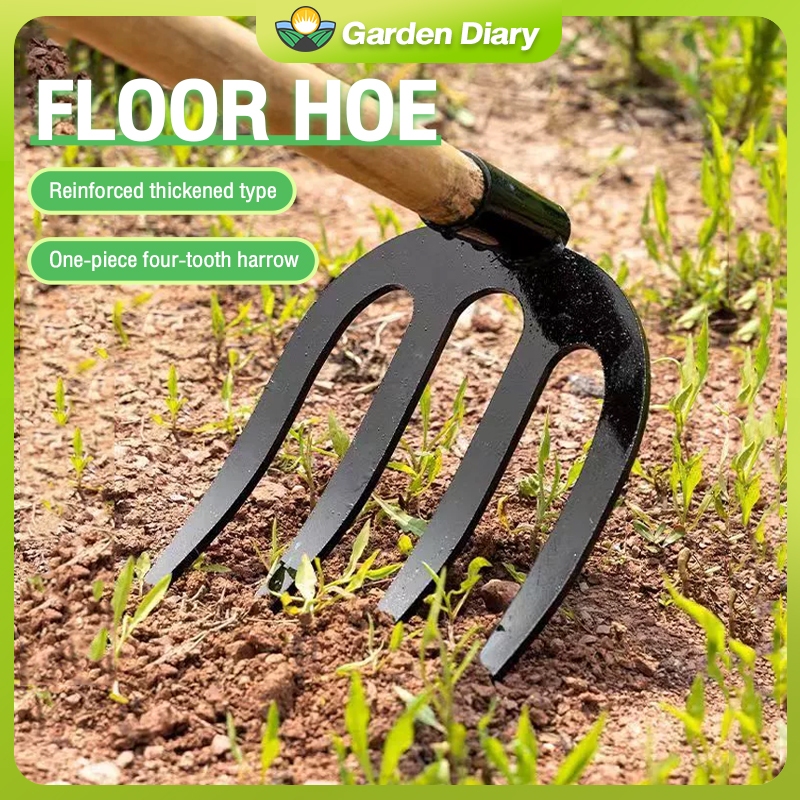 All-steel four-tooth harrow, soil turning nail rake, thickened loose ...