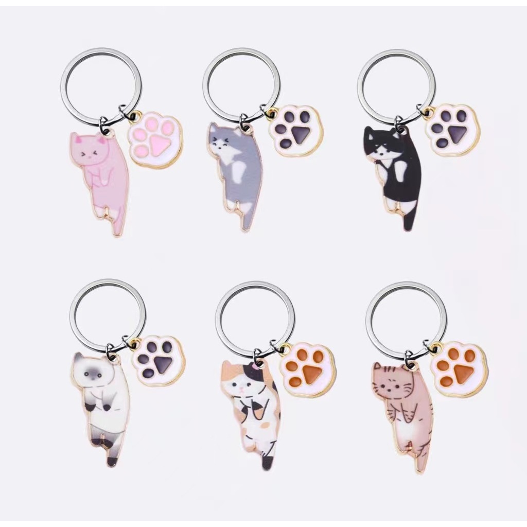 Cute Cat&Cat Claw Keychain Alloy Enamel Animal KeychainEarphones Wallet ...