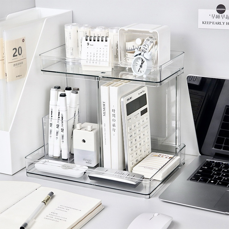 Double Layer Acrylic Rack Storage Rack Desk Organizer Bathroom Kitchen ...