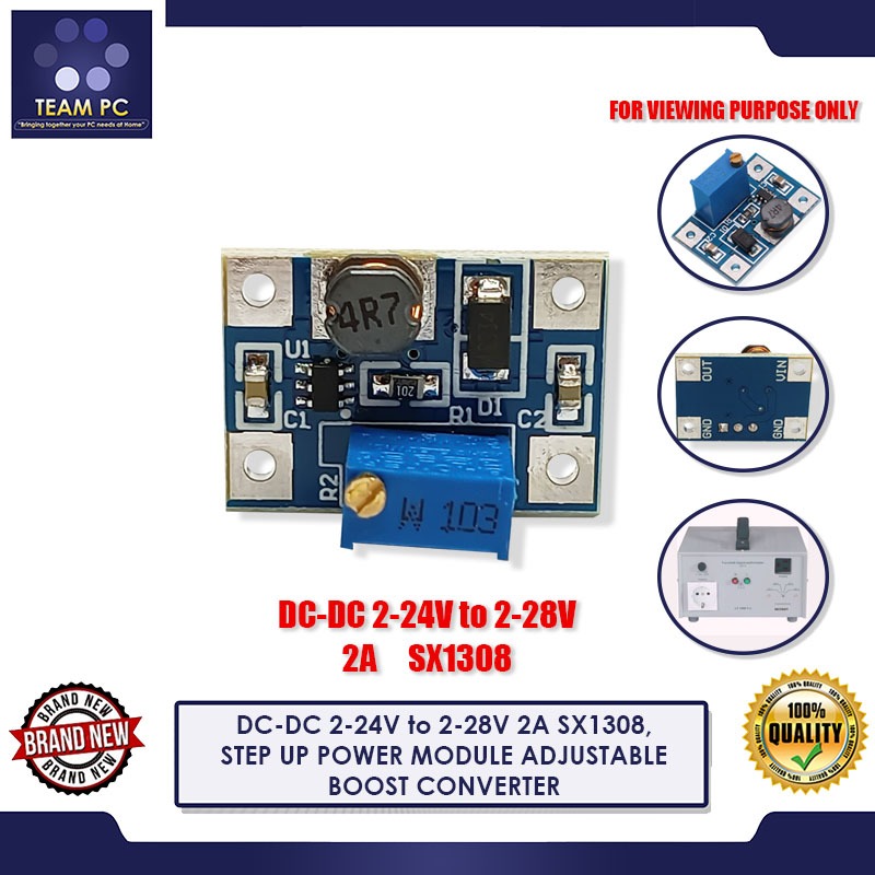 DC-DC 2-24V to 2-28V 2A SX1308, STEP UP POWER MODULE ADJUSTABLE BOOST ...