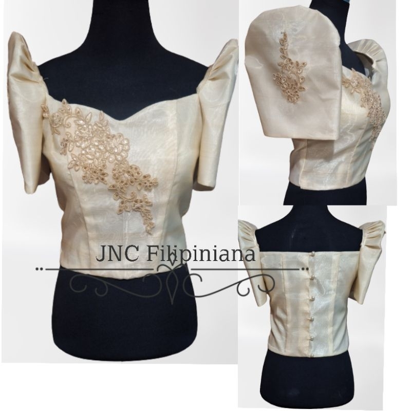 Top blouse Filipiniana sleve with puff sleeve lace traditional wear ...