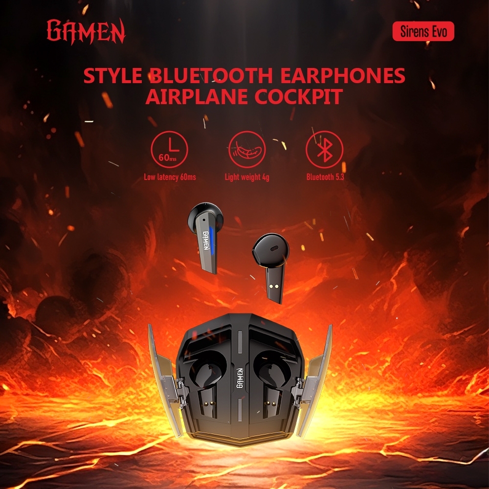 GAMEN TWS Sirens Evo Airbuds Thin Earphone Lightweight Bluetooth 5.3 No ...