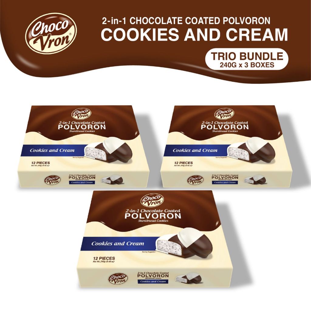 ChocoVron Gift Box Chocolate Coated Cookies & Cream Polvoron 240g Trio ...