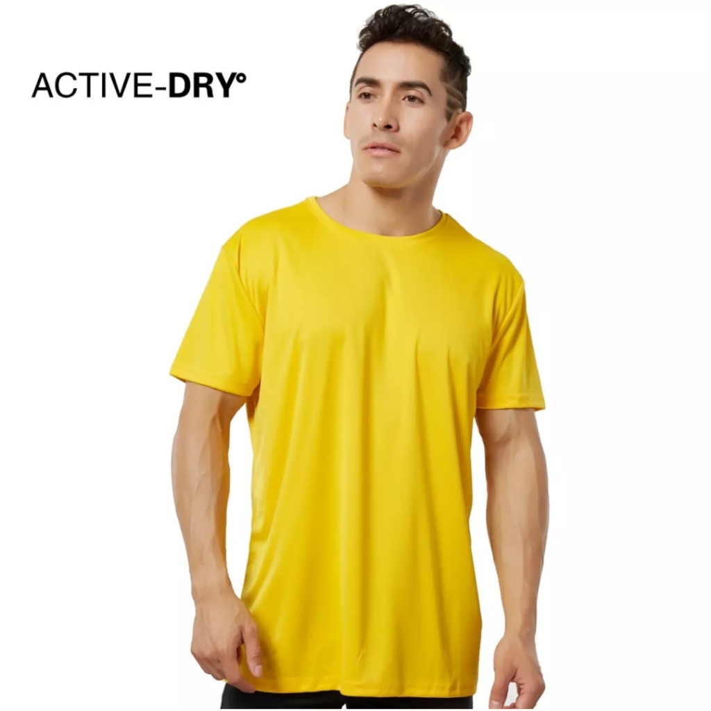 ACTIVE-DRY Plain Drifit T-Shirt YELLOW Sportswear for Fitness/Running ...