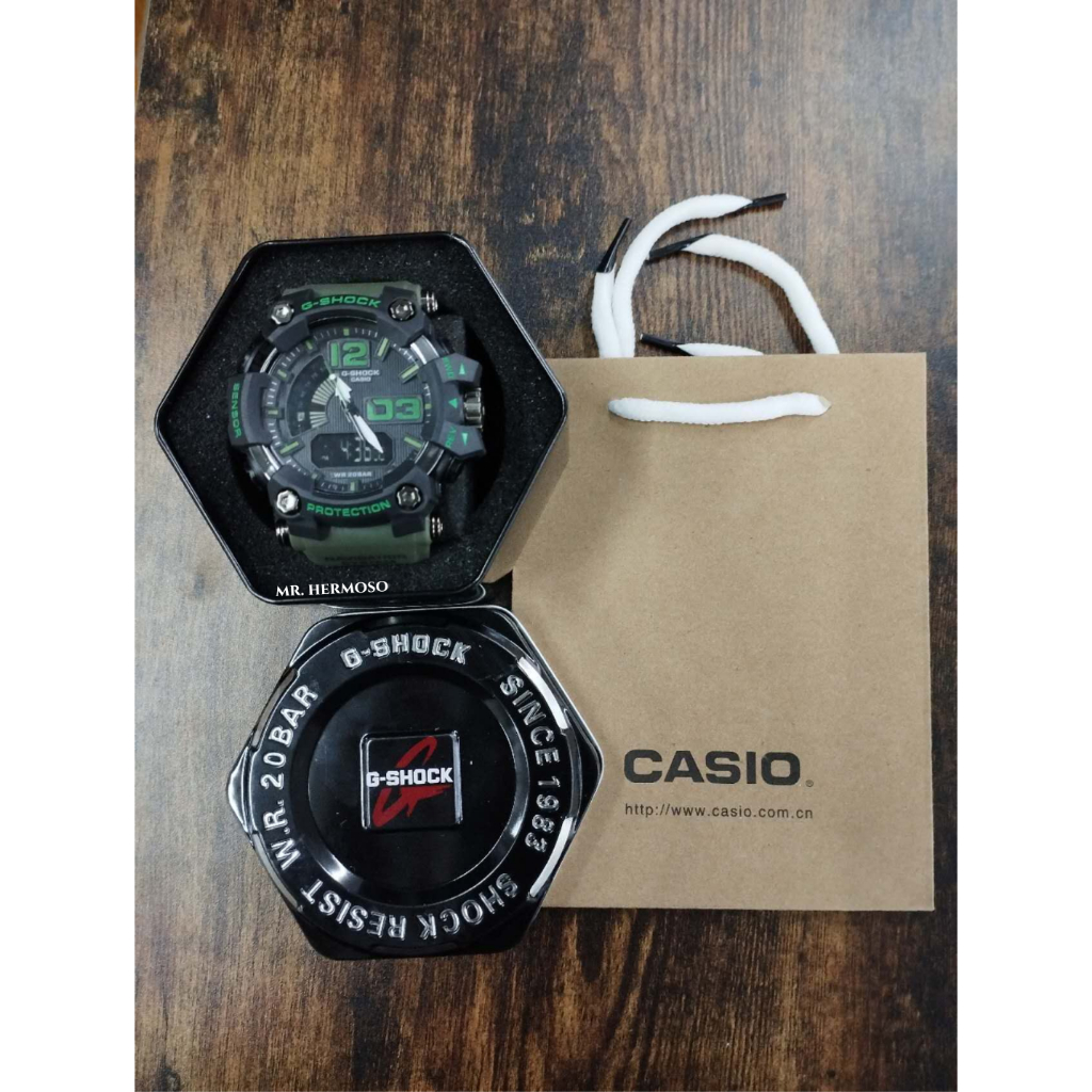 Gshock Triple Sensor Black Green Mechanical Sports Watch Men's Digital ...