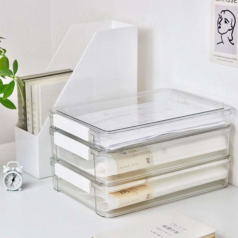 Bond Paper File Acrylic Organizer Storage Box Documents Storage Desk ...
