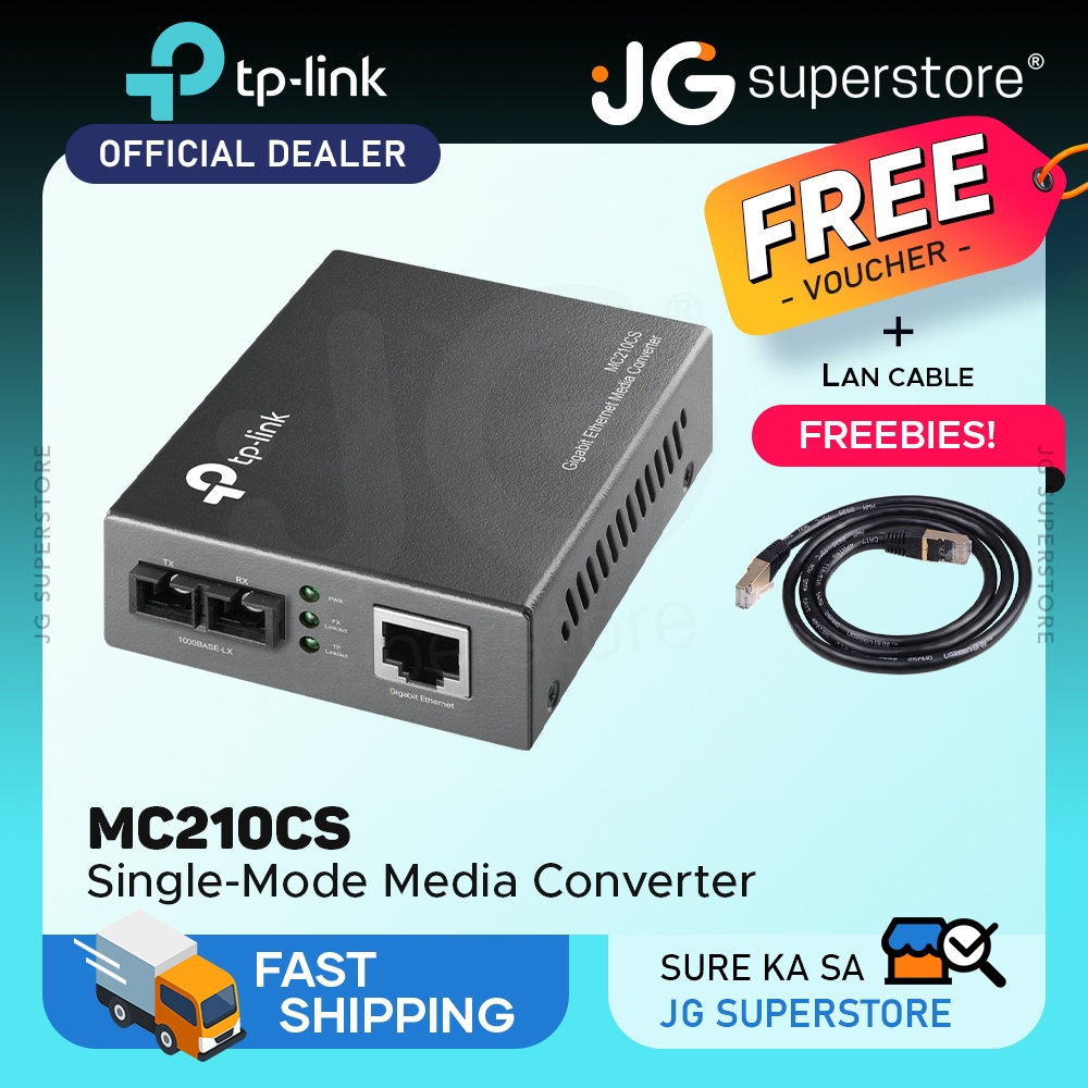 TP-Link MC210CS Gigabit Single-Mode Fiber Media Converter Extends Up to 15,000m, Gigabit RJ45 ...