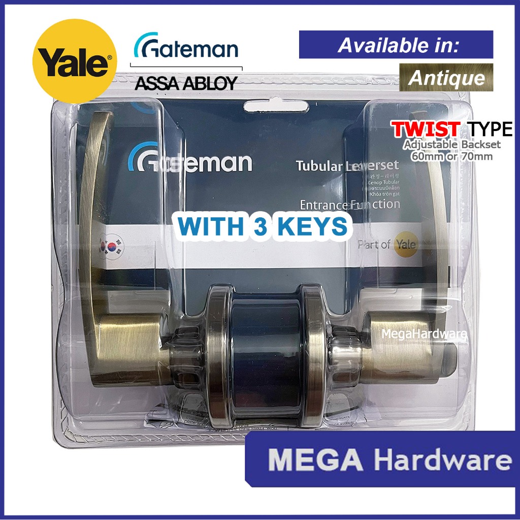 Yale Gateman Lockset Door Knob or Lever Type (TWIST or PUSH) Tubular or ...